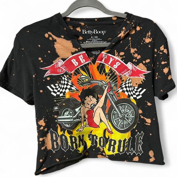 Betty Boop | Tops | Betty Boop Born To Rule Black Bleached And ...